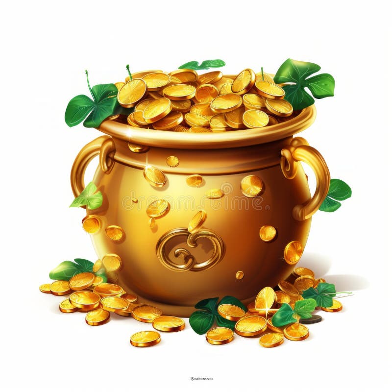 Miniature Gold Cauldron Overflowing with Lucky Leprechaun Gold Coins ...