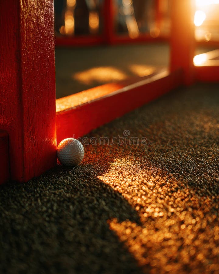 Miniature Golf Ball by Red Structure at Sunset Stock Illustration - Illustration of recreation ...