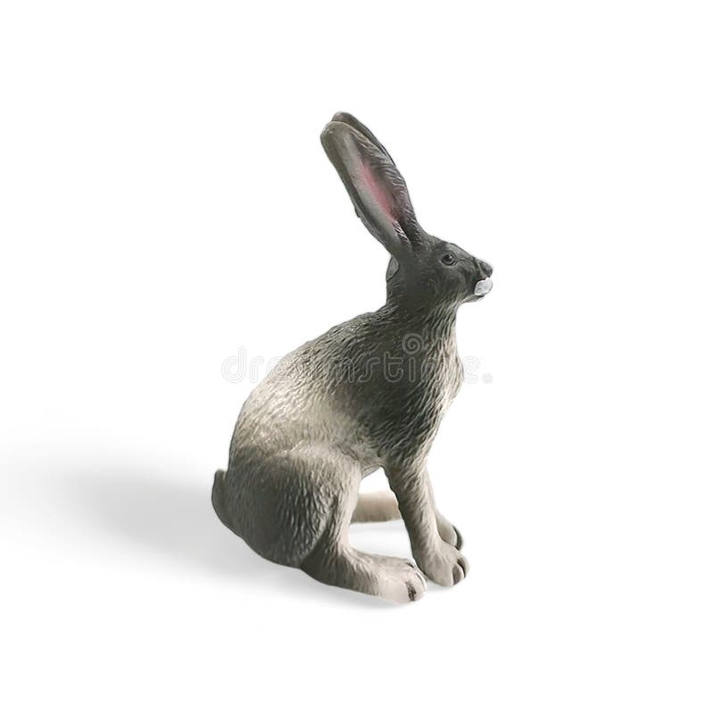Miniature Gray Rabbit Side View Isolated on White Stock Photo - Image ...