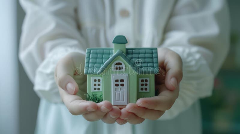 The Miniature Green House. AI Generated Stock Image - Image of hands ...