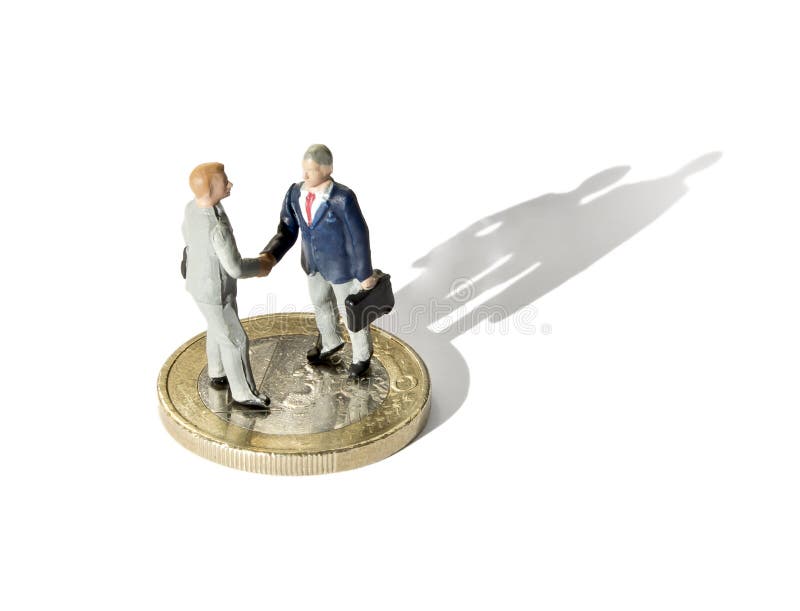 Miniature Handshake Euro Coin Stock Photo - Image of coin, negotiating ...
