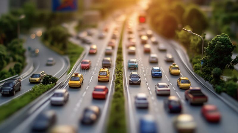 A miniature highway stock illustration. Illustration of crowded - 333314551