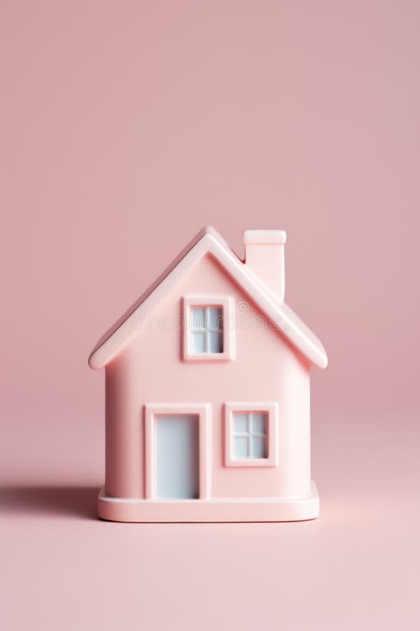 Miniature House Coin Bank on Solid Light Color Background AI Generated ...
