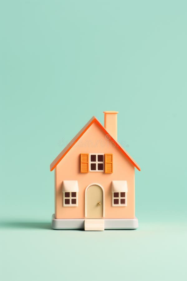 Miniature House Coin Bank on Solid Light Color Background AI Generated ...
