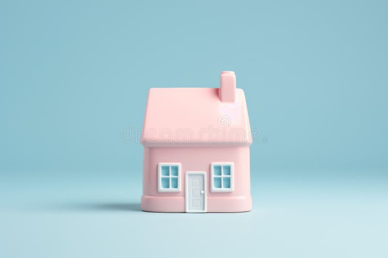 Miniature House Coin Bank on Solid Light Color Background AI Generated ...
