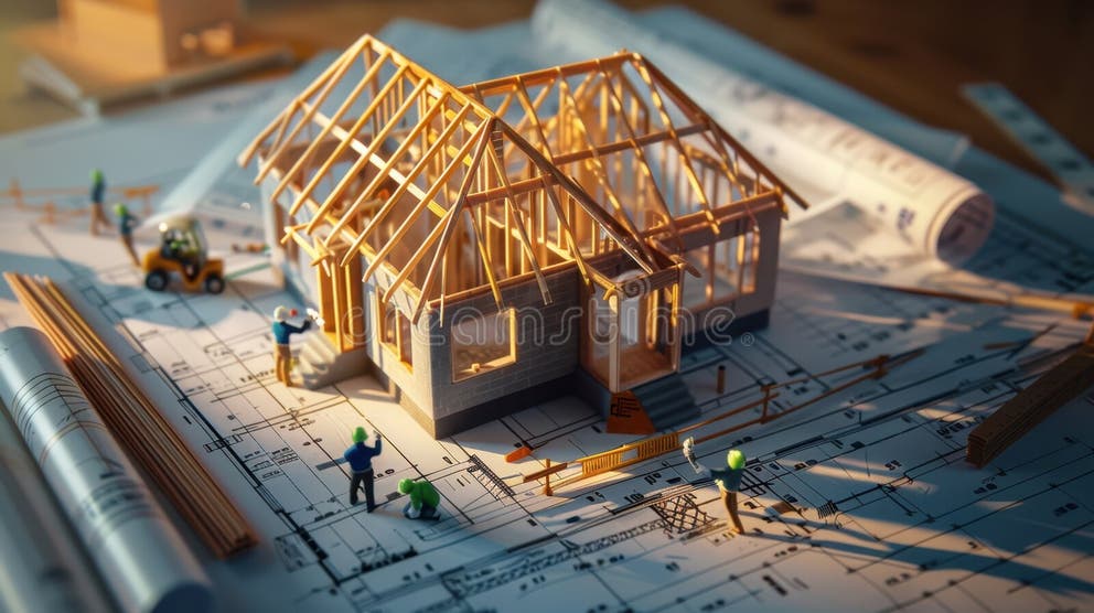 A Miniature House Construction Project.AI Generated Image Stock Photo ...