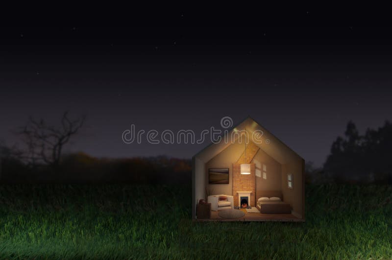 Miniature House Evening Scene Stock Photo - Image of residential ...
