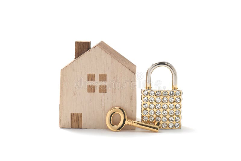 Miniature House and Key on White Background Stock Photo - Image of ...