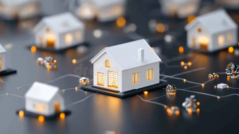 Miniature House Model on Dark Surface Representing Smart Home ...