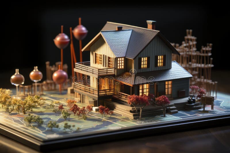 Miniature House Model with Economic Growth Graphs. Stock Photo - Image ...