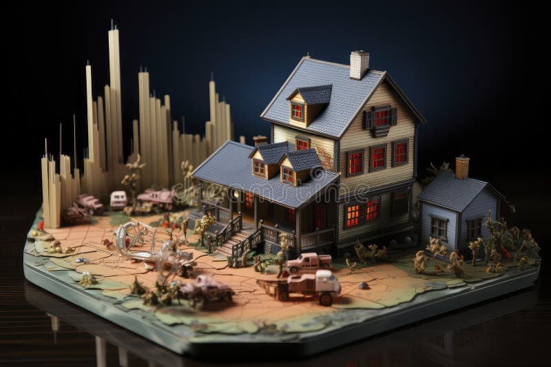 Miniature House Model with Economic Growth Graphs. Stock Image - Image ...