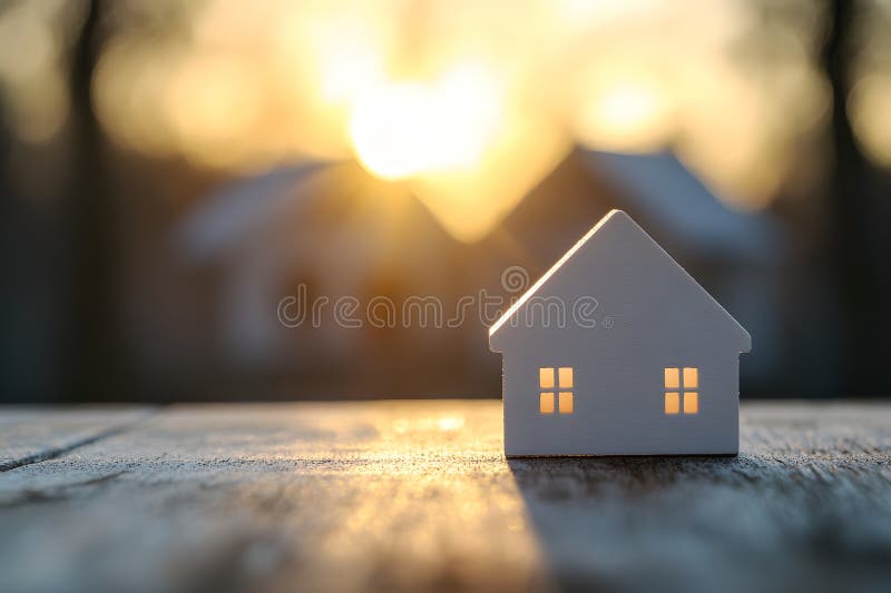 Miniature House Model with Shadow - Real Estate Concept on Gray ...