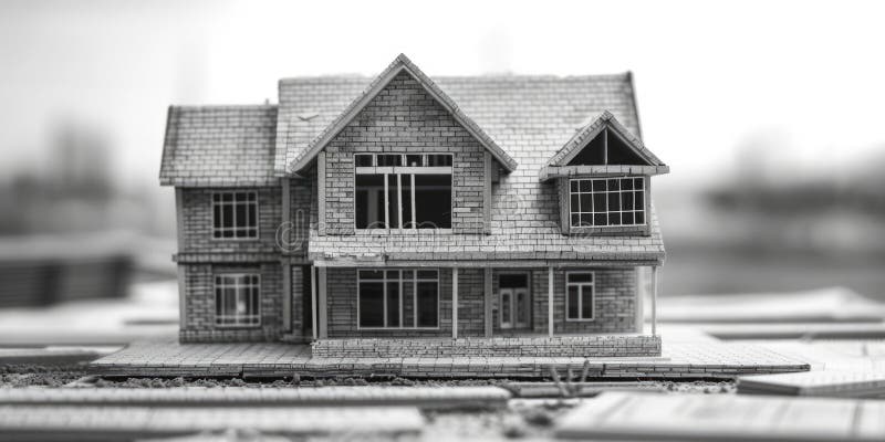 Miniature House Model Sits on a Table, Ideal for Presentation or ...