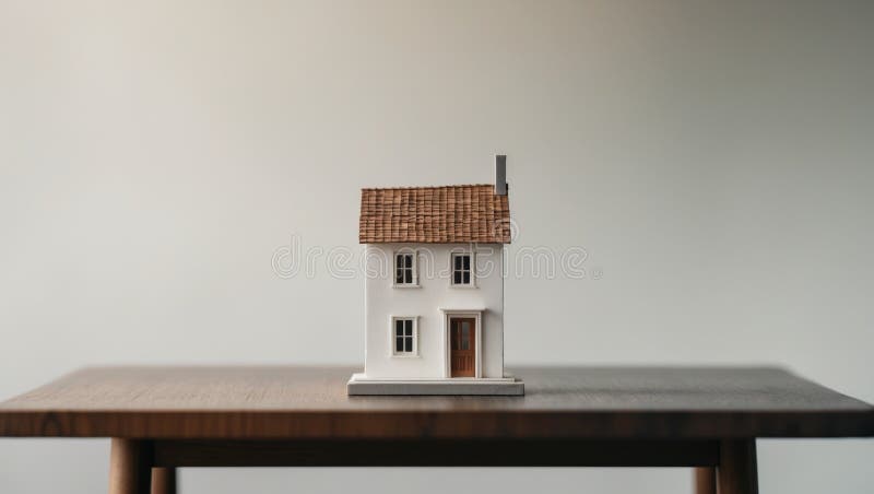 Miniature House Model Sitting on a Table Stock Image - Image of ...