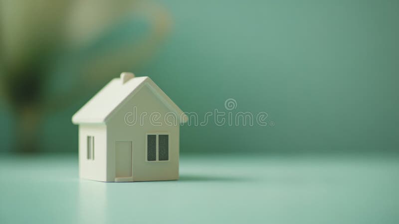 Miniature House Model on a Soft Green Background. Stock Image - Image ...