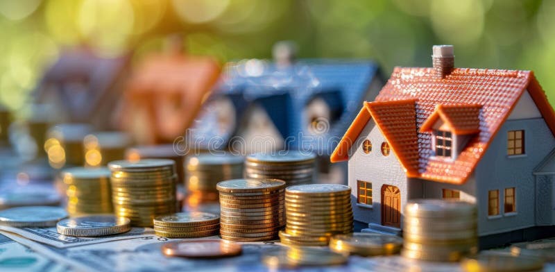 Saving House Miniature Home Coins Dollar Bills Stock Photos - Free ...