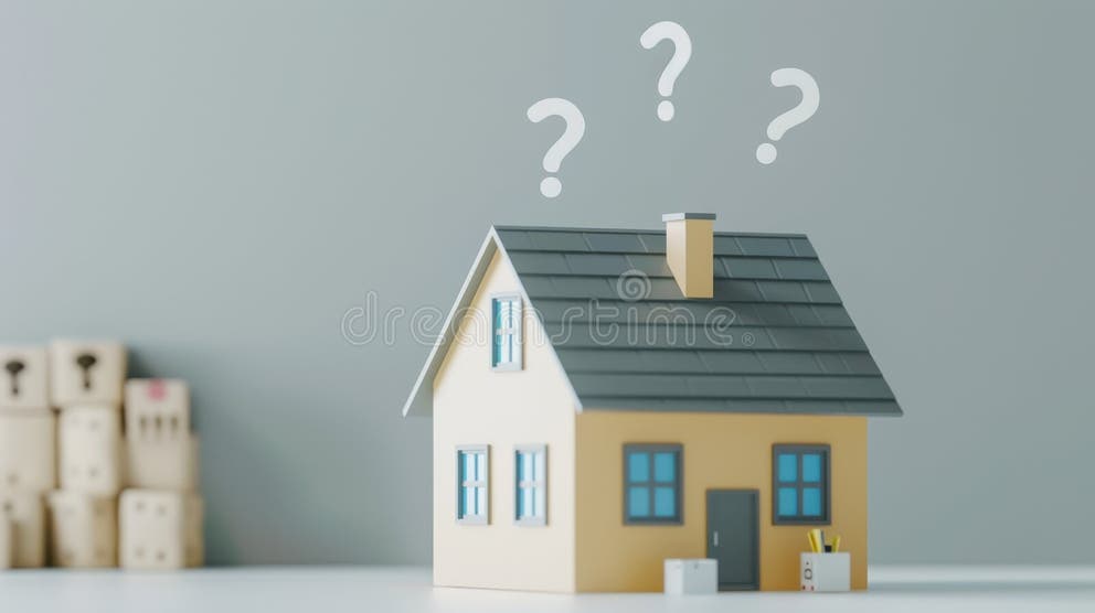 The Miniature House with Question Marks.AI Generated Image Stock Image ...