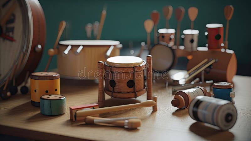 Miniature Illustrations of Cute and Adorable Musical Instruments Stock ...