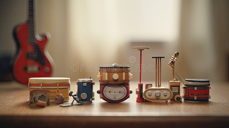 Miniature Illustrations of Cute and Adorable Musical Instruments Stock ...