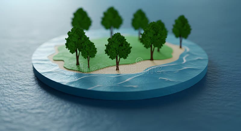 Miniature Island Paradise: a 3D Rendered Scene Stock Illustration ...