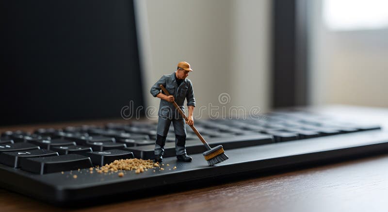 Miniature Janitor Cleaning Laptop Keyboard: a Metaphor for Digital ...