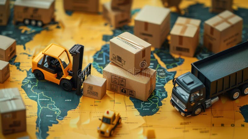 Miniature Logistics Scene on Map. AI Generated Stock Photo - Image of ...