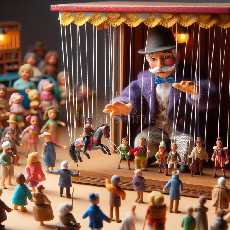127 92. a Miniature Marionette Show with Tiny Strings Stock Photo - Image of item, puppet: 320130564
