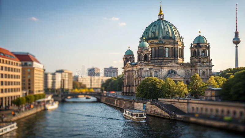 A Miniature Masterpiece Berlin Cathedrals Riverfront Reflection in ...