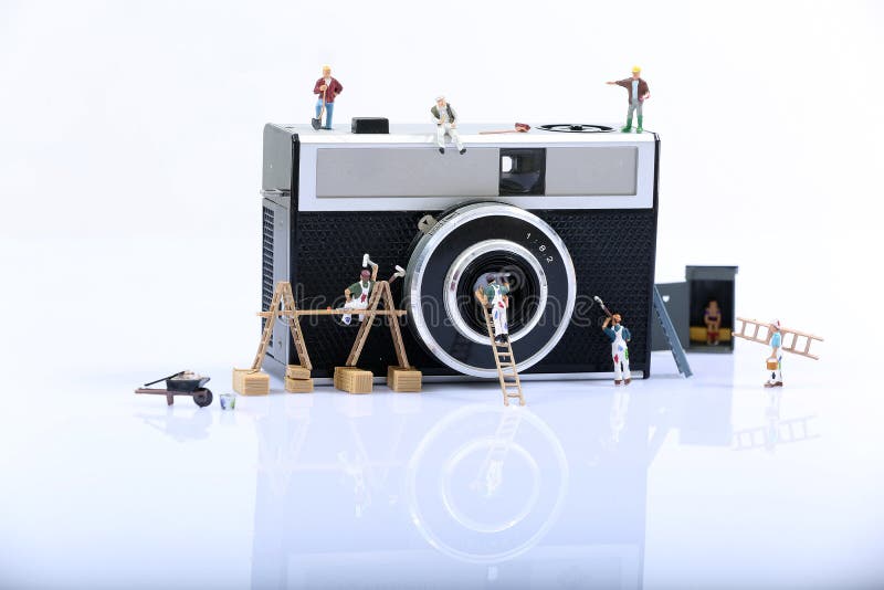 Miniature men working stock photo. Image of small, vintage - 71035154