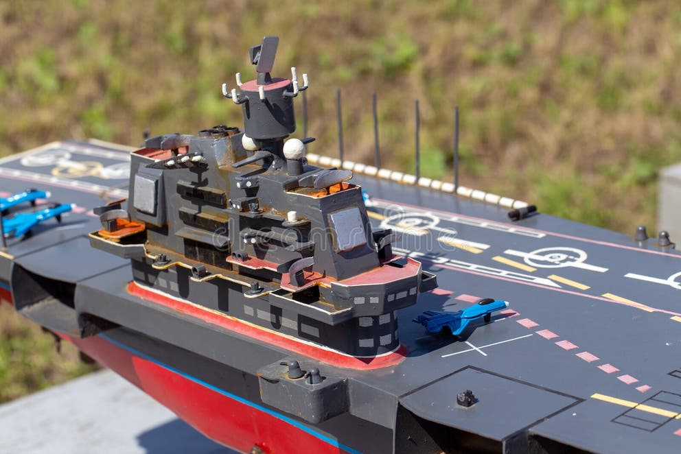 Miniature Model of Aircraft Carrier Stock Photo - Image of jets ...