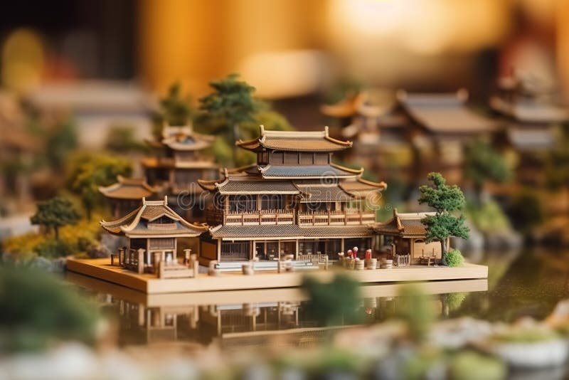 A Miniature Model of a Building on a Table. Generative AI Image. Stock ...