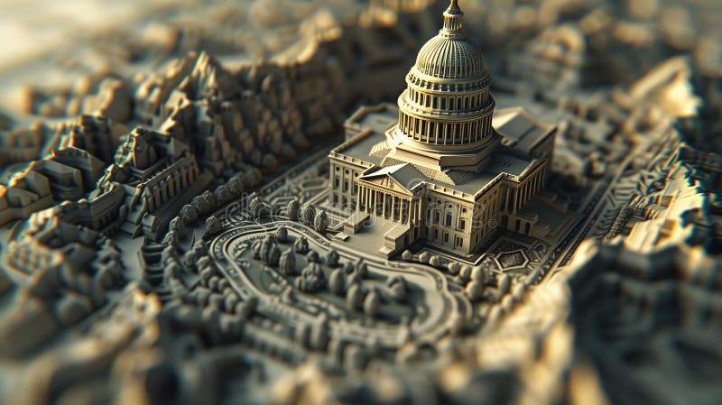 A Miniature Model of the Capitol Building is Surrounded by Rocks Stock ...