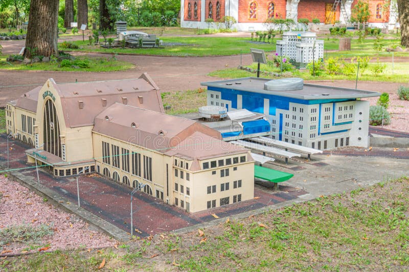 Miniature Model of a Church and School, Featuring Gabled Roofs with ...