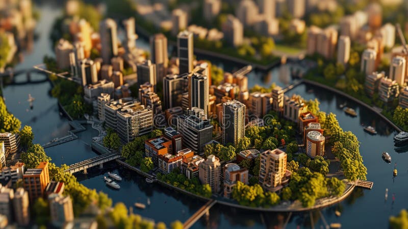 A Miniature Model of a City with a River Running through it. Ideal for ...