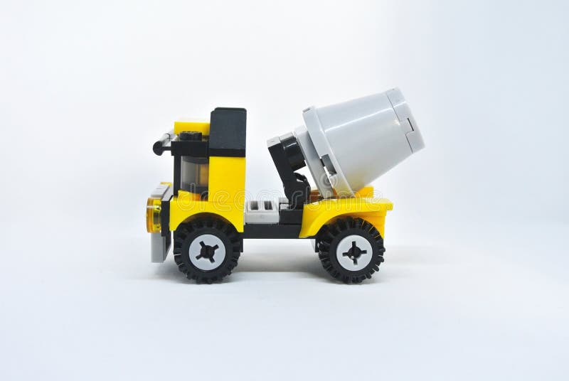 A Miniature Model of a Construction Mixer Lorry Made of Plastic Bricks ...