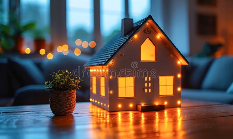 A Miniature Model of a Cozy Tiny House.Generative AI Stock Illustration ...