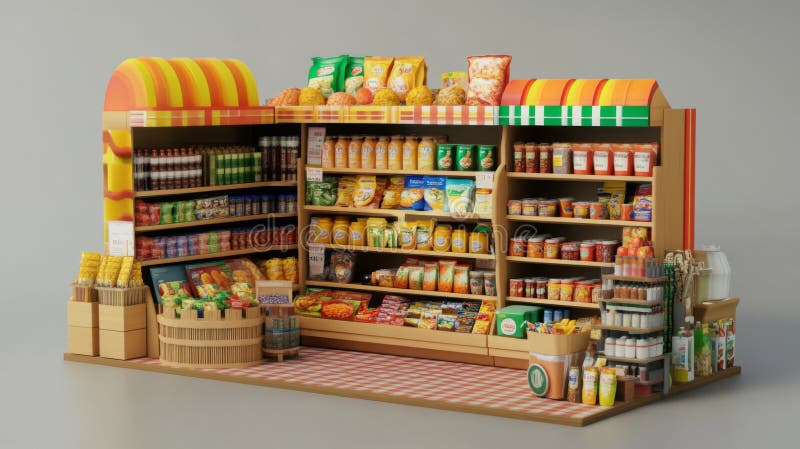 Miniature Model of a Grocery Store with Colorful Products Stock ...