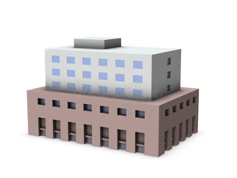 A Miniature Model of the Hotel. White Background. Stock Illustration ...