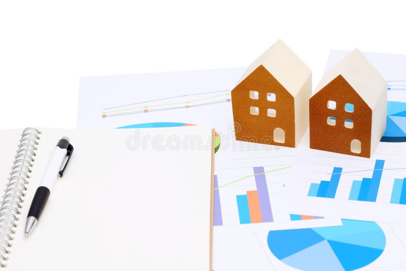 Miniature Model of House on Chart Document Stock Image - Image of ...