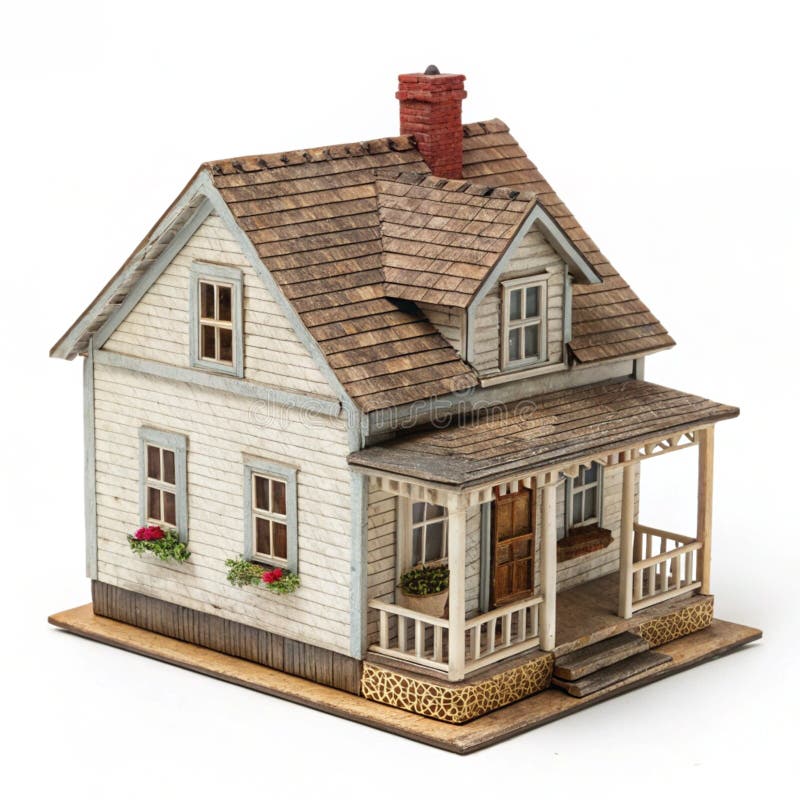 Miniature House Isolated on White Background Stock Illustration ...