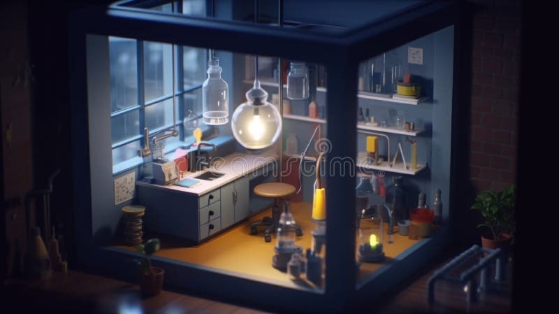 A Miniature Model of a Lab with a Lot of Bottles. AI Generative Image ...
