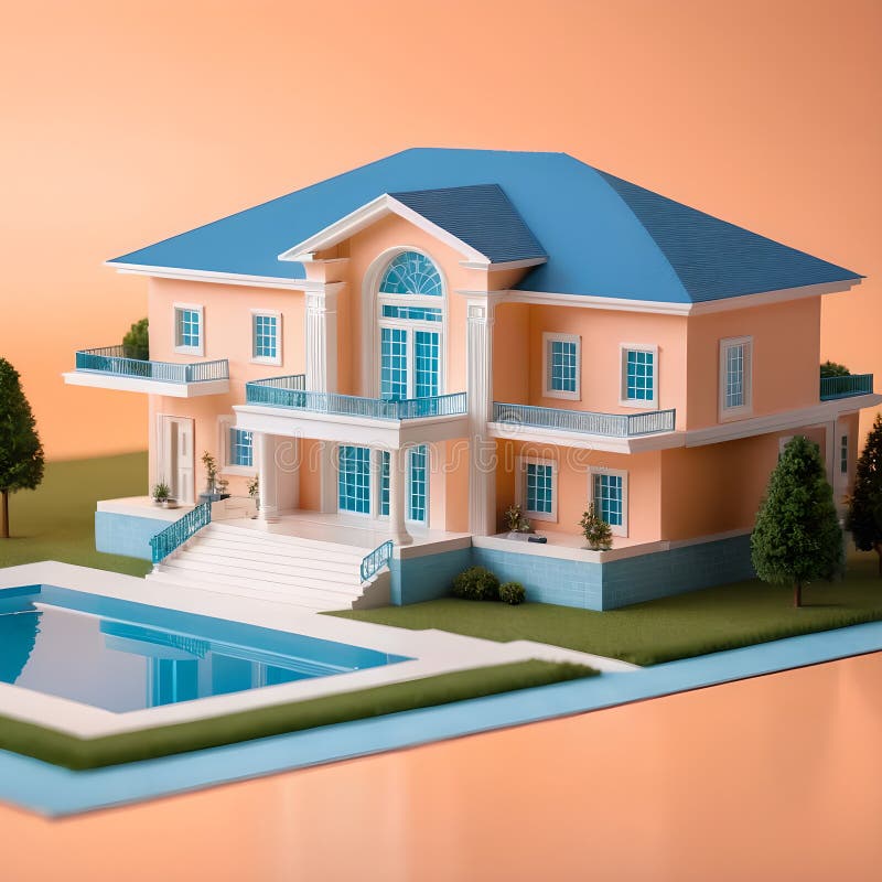 Miniature Model of a Luxury House with Swimming Pool. Stock ...