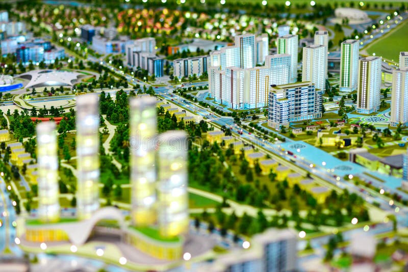 Miniature Model of a Modern Green City Stock Image - Image of ...