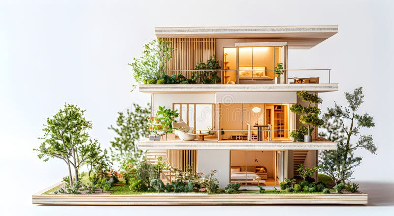 A Miniature Model of a Modern Home Stock Image - Image of layout ...