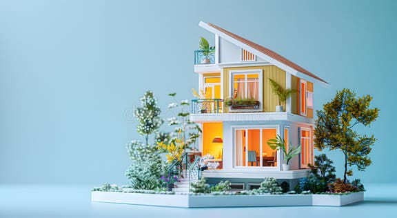 A Miniature Model of a Modern Home Stock Photo - Image of apartment ...