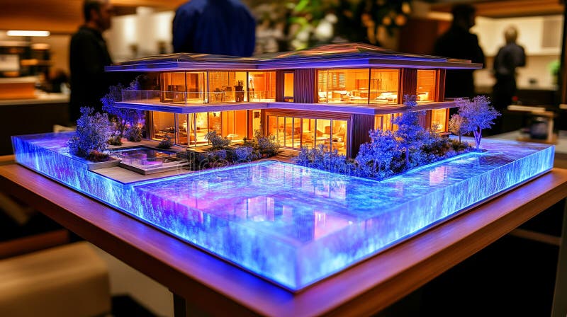 A Miniature Model of a Modern House with a Swimming Pool Stock ...