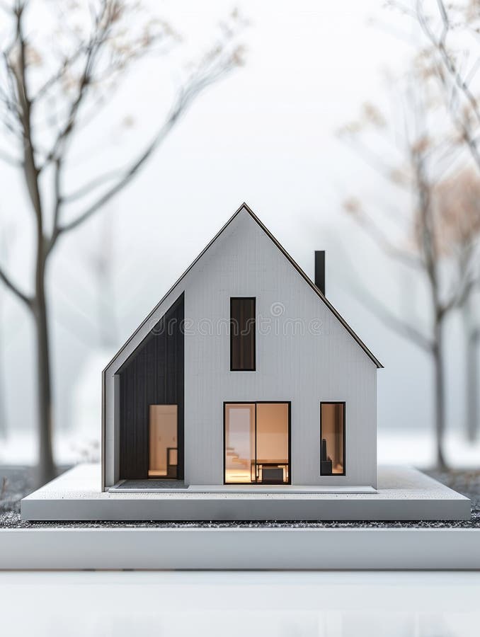 Miniature Model of a Modern House with Trees in the Background Stock ...