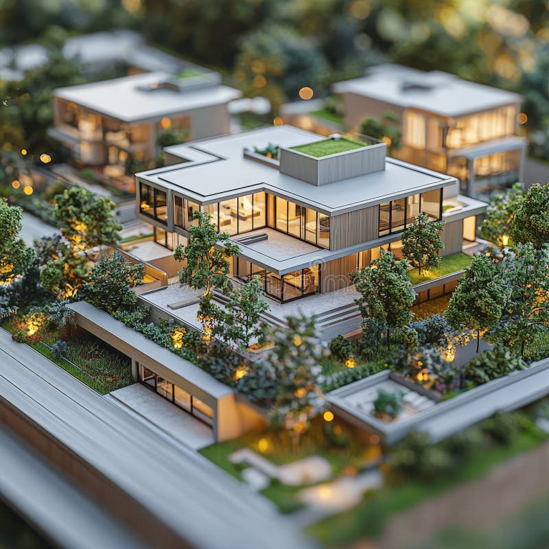 Miniature Model of Modern Residential Complex with Greenery Stock Image ...
