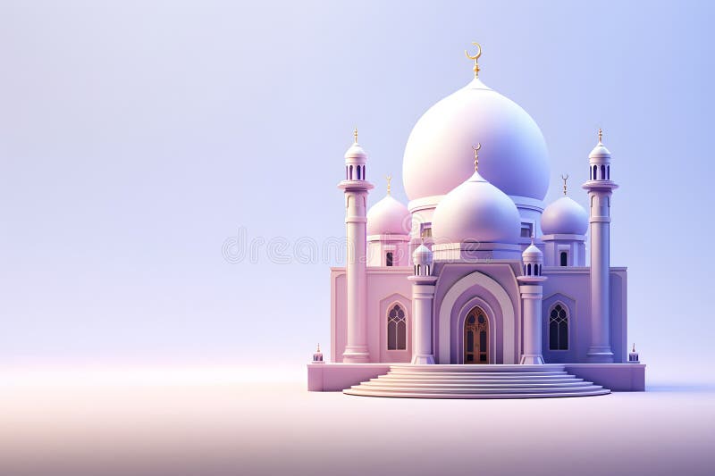 Serene Model Mosque on Pink Background. Generative AI Stock ...