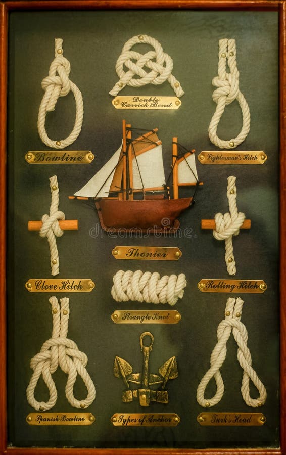 Miniature Model Nautical Knots on a Frame Stock Photo - Image of loop ...